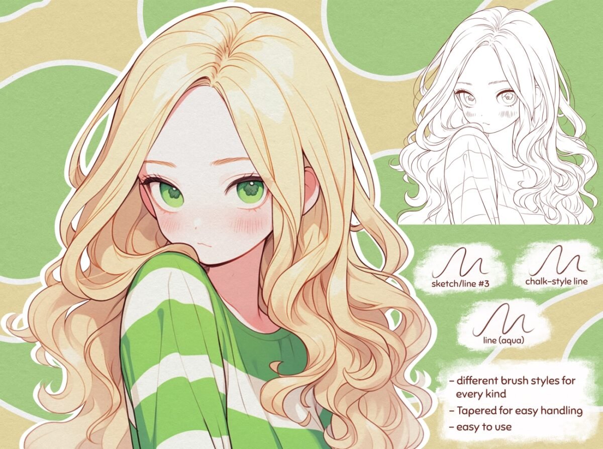 Free Soft LineArt Brushes for Procreate - LIBRIUM