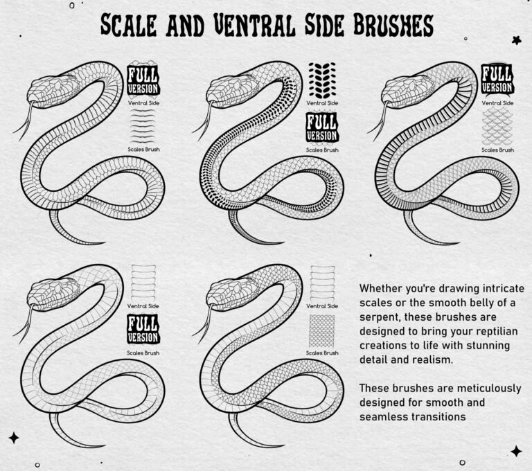 Free Snake Brushes for Procreate, Scales, Textures, Stamps - LIBRIUM