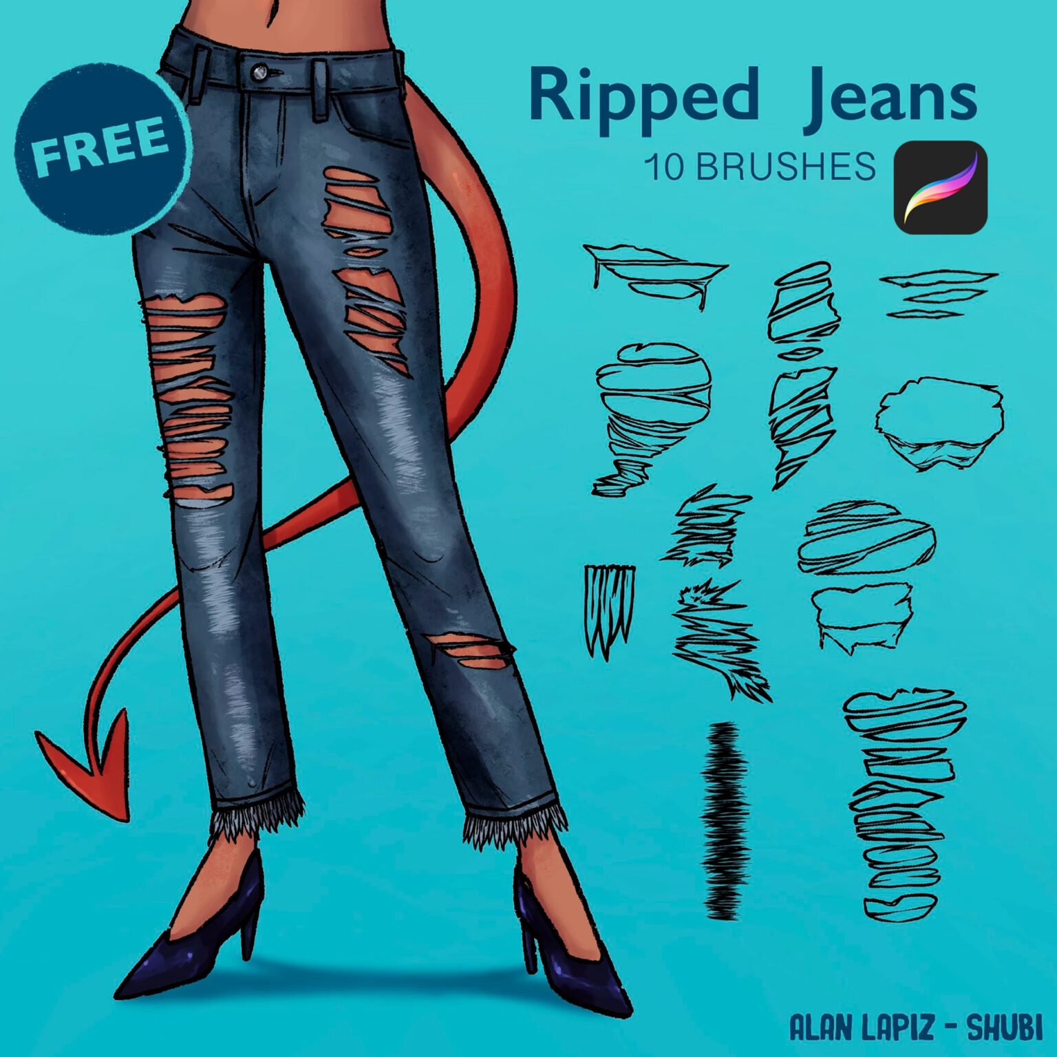 Free Ripped Jeans Brushes for Procreate - LIBRIUM