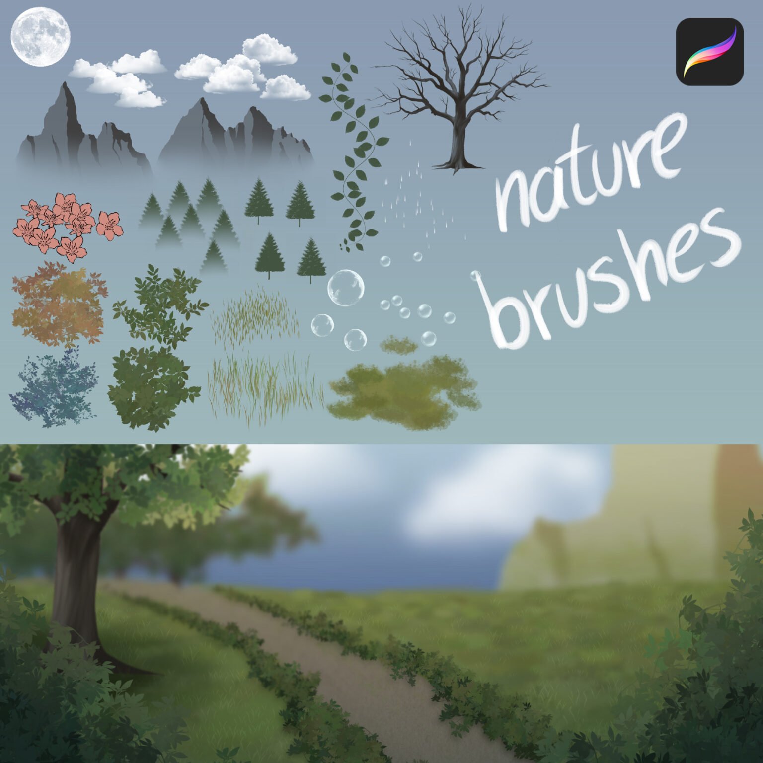 Free Nature Brushes for Procreate - LIBRIUM